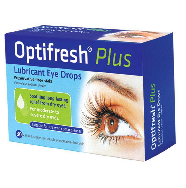 Optifresh Plus Unit Dose Eye Drops 1% 0.4mL x 30 Single Use Vials ...