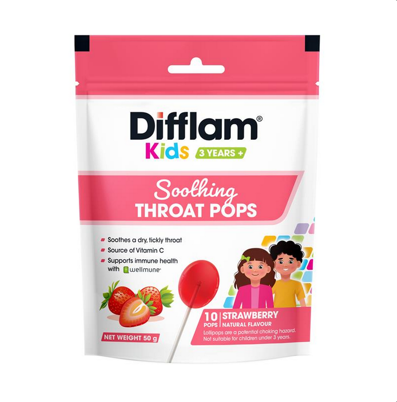 Difflam Kids Soothing Throat Pops Strawberry 10 pack – Better Value ...