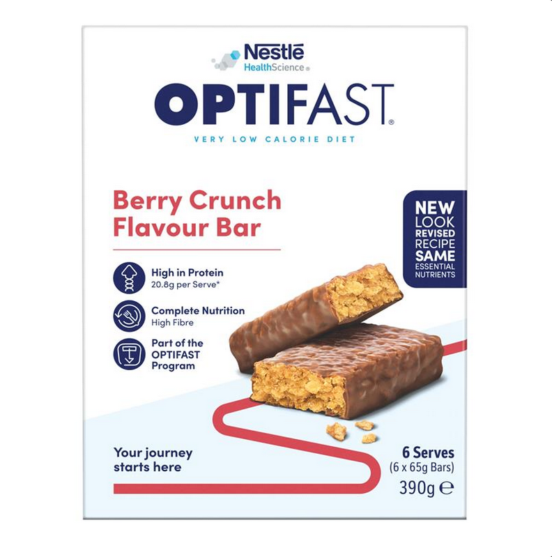 OPTIFAST VLCD Bar Berry Crunch - 6 Pack 65g Bars 390g – Better Value ...