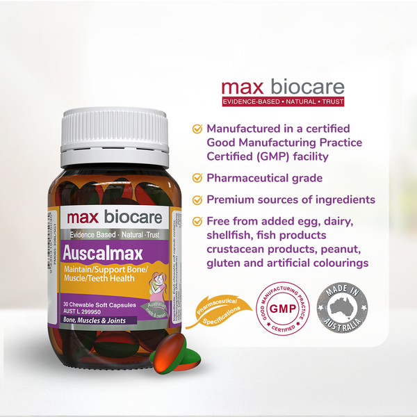 MAX BIOCARE Auscalmax 30 Chewable Soft Capsules – Better Value Pharmacy
