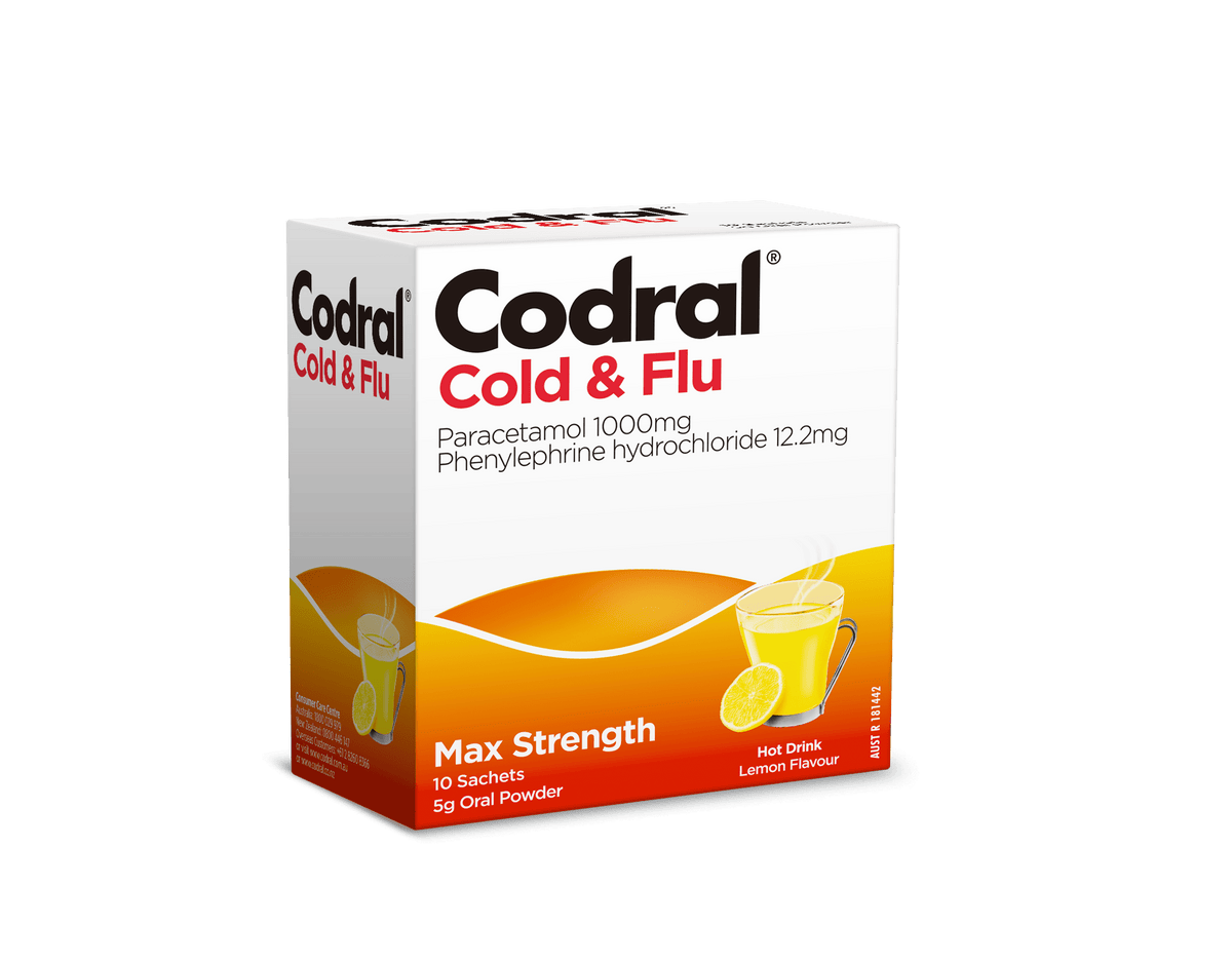 Codral Cold & Flu Hot Drink Lemon Flavour 10 Pack – Better Value Pharmacy
