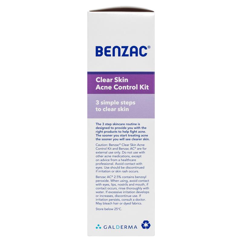 Benzac 3 Step Clear Skin Acne Control Kit – Better Value Pharmacy