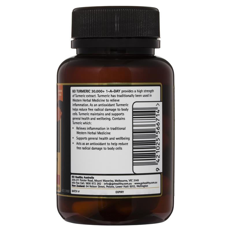 GO Healthy Turmeric 30000+ 1 A Day 30 Vege Capsules – Better Value Pharmacy