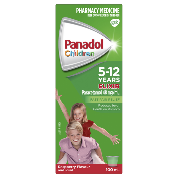 Panadol Children’s 5-12 Years Elixir Oral Liquid RASPBERRY FLAVOUR 100 ...