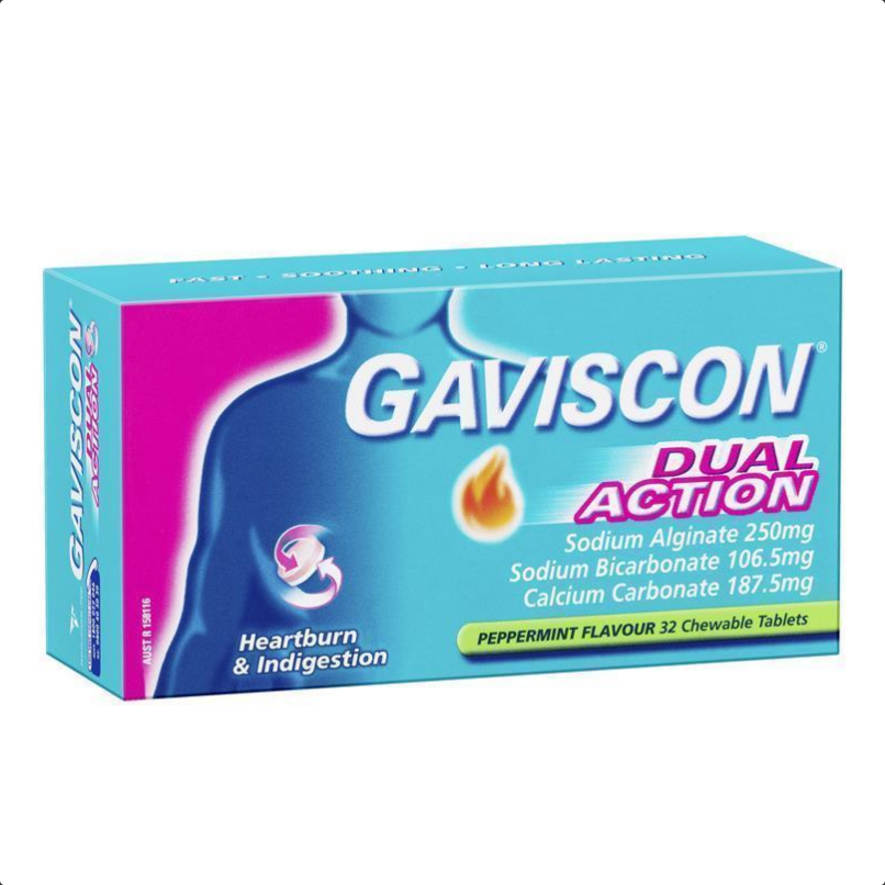 Gaviscon Dual Action Chewable Tablets Peppermint Heartburn & Indigesti ...