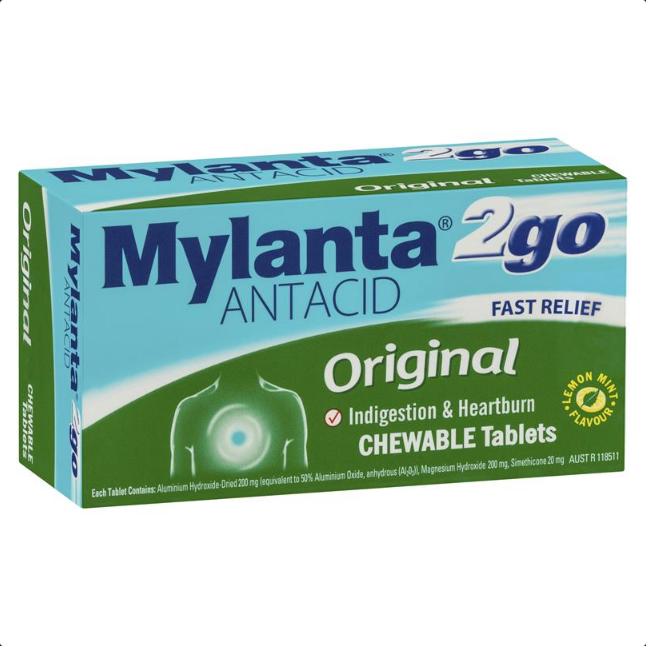 Mylanta2go Original Chew Antacid Tablets 100 – Better Value Pharmacy