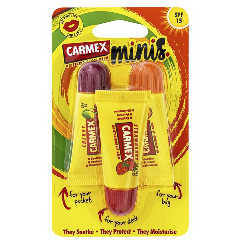 Carmex Lip Balm Squeeze Tube Minis SPF15 3 Pack – Better Value Pharmacy