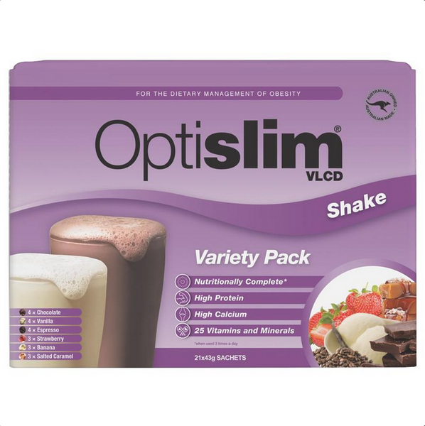 Optislim VLCD Meal Replacement Shake Variety Pack 21 x 43g Sachets ...