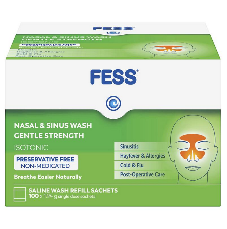 Fess Sinu Cleanse Gentle Nasal and Sinus Wash Sachets 100 Refills ...