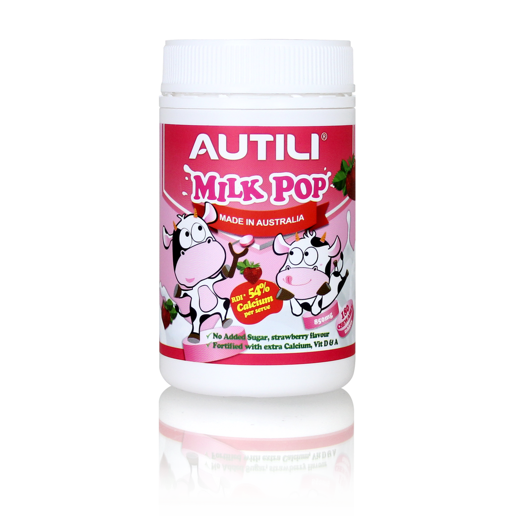 AUTILI Milk Pop Strawberry 850mg 180 Chewable Tablets – Better Value ...